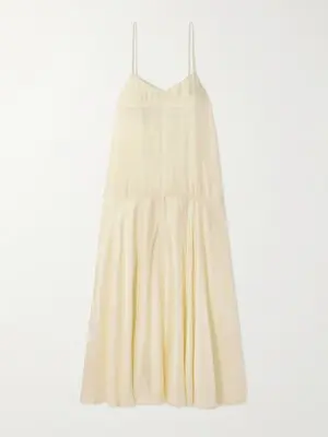 ST. AGNI Silk-twill Maxi Dress - Neutrals