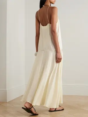 ST. AGNI Silk-twill Maxi Dress - Neutrals