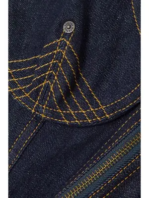 JEAN PAUL GAULTIER Lace-up Topstitched Denim Bustier Top