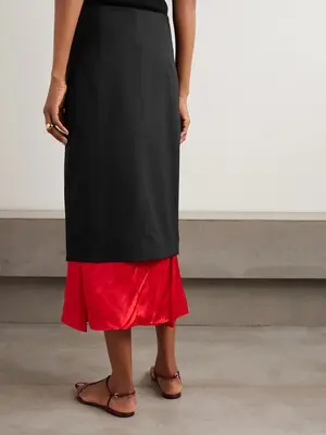 RÓHE Layered Wool And Chiffon Midi Skirt