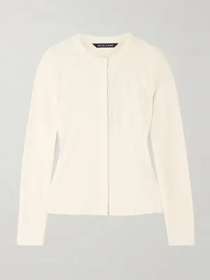 Veronica Beard Lira Pointelle-knit Cardigan - Neutrals
