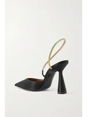 D'ACCORI Saturn Crystal-embellished Satin Slingback Pumps