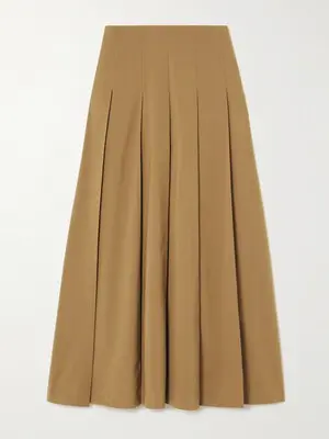 RÓHE Pleated Wool-blend Twill Midi Skirt