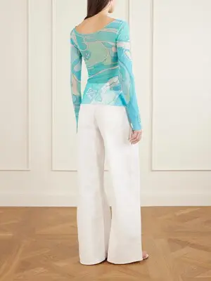 Emilio Pucci Printed Stretch-tulle Top