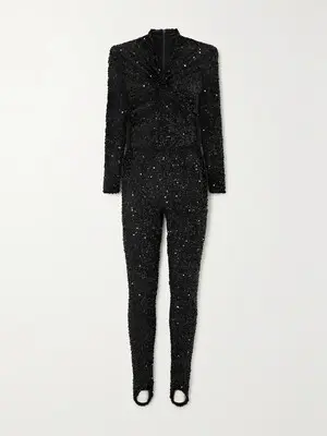 RICHARD QUINN Twist-front Sequined Stirrup Jumpsuit - Black
