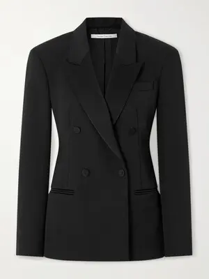 Another Tomorrow Double-breasted Wool-blend Twill Blazer