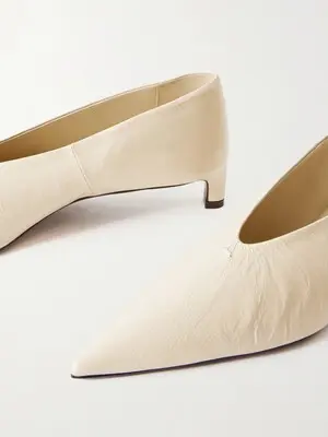 JIL SANDER Crinkled Patent-leather Pumps - Neutrals