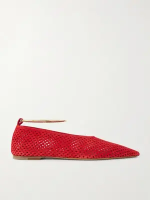 JIL SANDER Laser-cut Suede Ballet Flats