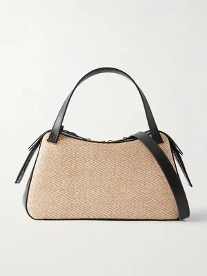 JIL SANDER Dune Leather And Raffia Shoulder Bag
