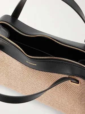 JIL SANDER Dune Leather And Raffia Shoulder Bag