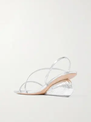 Simkhai Bridget Metallic Leather Wedge Sandals
