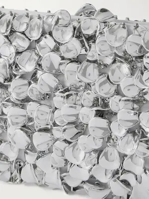 Simkhai Reese Beaded Metallic Satin Clutch - Silver