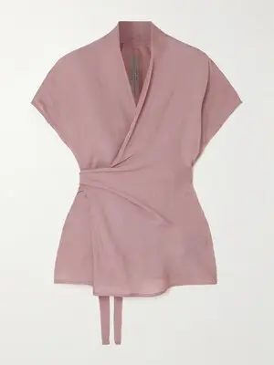 Rick Owens Draped Waffle-knit Crepe Wrap Top