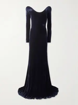 Alaïa Off-the-shoulder Velvet Gown