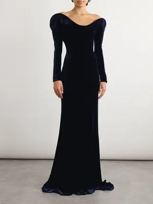 Alaïa Off-the-shoulder Velvet Gown