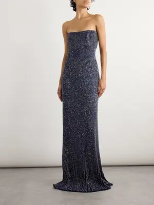 Alaïa Strapless Sequin-embellished Ribbed-knit Gown