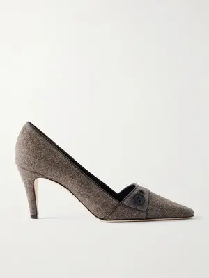 Manolo Blahnik Lulamae 70 Leather-trimmed Tweed Pumps - Brown