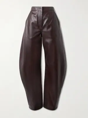 Alaïa Leather Barrel-leg Pants - Brown