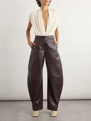 Alaïa Leather Barrel-leg Pants - Brown