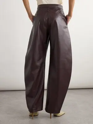 Alaïa Leather Barrel-leg Pants - Brown