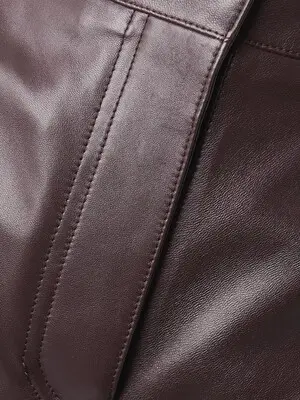 Alaïa Leather Barrel-leg Pants - Brown