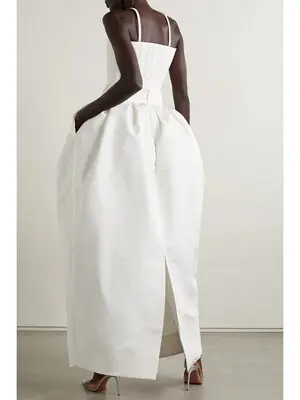 Christopher John Rogers Gathered Silk-faille Maxi Skirt