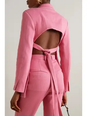 THEBE MAGUGU Tie-detailed Open-back Wool-twill Blazer