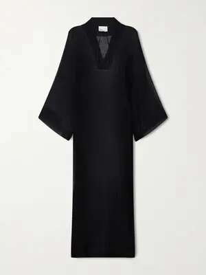 Lisa Marie Fernandez Crinkled Linen-blend Gauze Kaftan - Black
