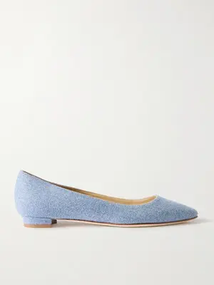 Manolo Blahnik Tweed Ballerina Flats - Blue