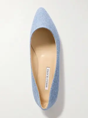 Manolo Blahnik Tweed Ballerina Flats - Blue