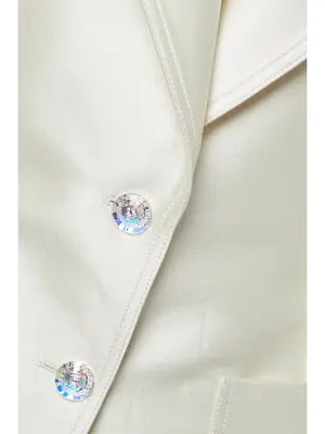 Christopher John Rogers Ruched Cotton And Silk-blend Satin Blazer - Ivory