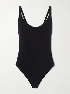 Lisa Marie Fernandez Marilyn Stretch-seersucker Swimsuit - Black