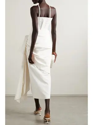 Christopher John Rogers Bow-detailed Draped Midi Skirt