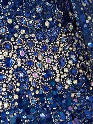 Jenny Packham Cape-effect Embellished Tulle Gown - Blue