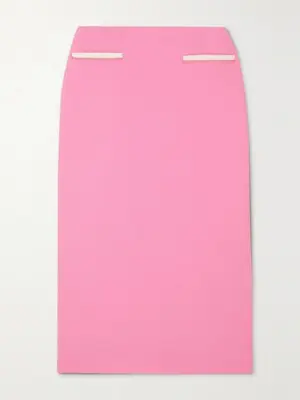 ROWEN ROSE Wool-crepe Midi Skirt