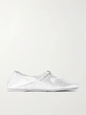 Loewe Pebble Metallic Leather Ballet Flats - Silver