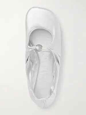 Loewe Pebble Metallic Leather Ballet Flats - Silver