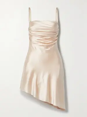 ET OCHS Asymmetric Draped Silk-charmeuse Mini Dress