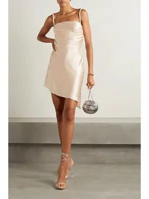 ET OCHS Asymmetric Draped Silk-charmeuse Mini Dress