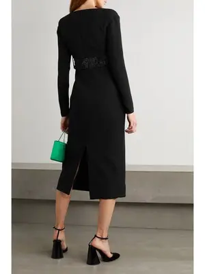 Versace Crystal-embellished Belted Crepe Midi Dress