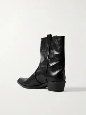 Khaite Clive Embroidered Leather Ankle Boots - Black