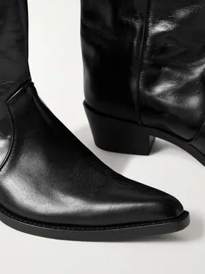 Khaite Clive Embroidered Leather Ankle Boots - Black