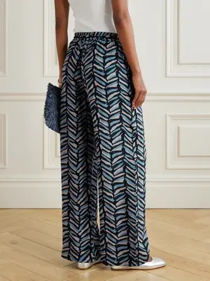 Matteau Printed Silk-twill Straight-leg Pants