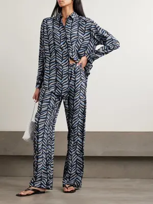 Matteau Printed Silk Crepe De Chine Straight-leg Pants - Multi