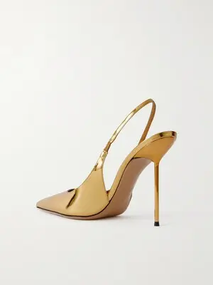 Paris Texas Lidia 105 Mirrored-leather Slingback Pumps - Metallic