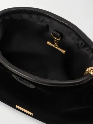 Cult Gaia Kiraz Mini Beaded-embellished Leather-trimmed Velvet Clutch