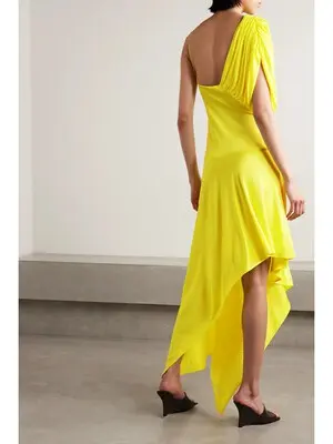Stella McCartney Asymmetric Draped Jersey Midi Dress