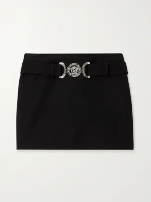 Versace Belted Grain De Poudre Wool Mini Skirt