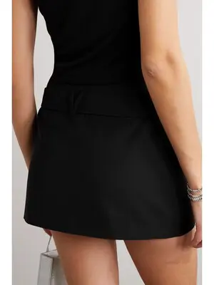 Versace Belted Grain De Poudre Wool Mini Skirt