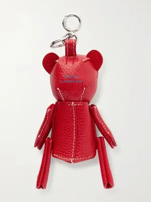 Polo Ralph Lauren Bear Textured-leather And Silver-tone Bag Charm